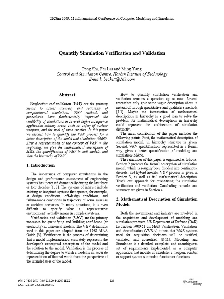 Quantify Simulation Verification and Validation | PDF | Simulation | System