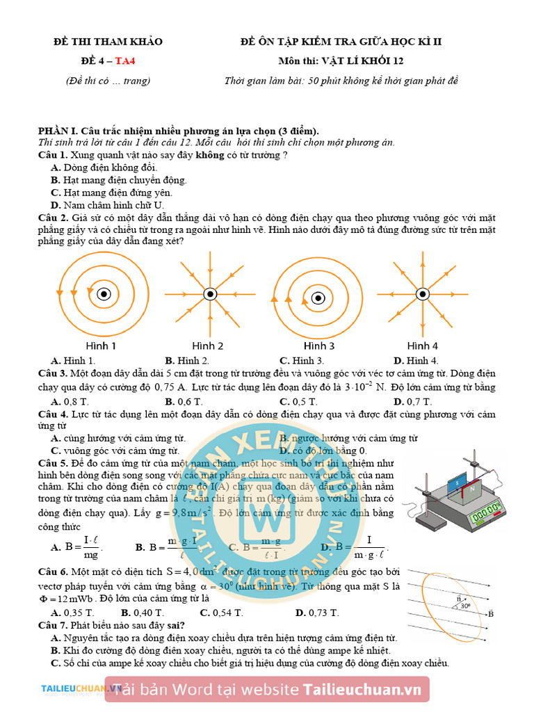 ĐỀ 4 - GK2 LÝ 12 - FORM 2025 - TA4.Image - Marked | PDF