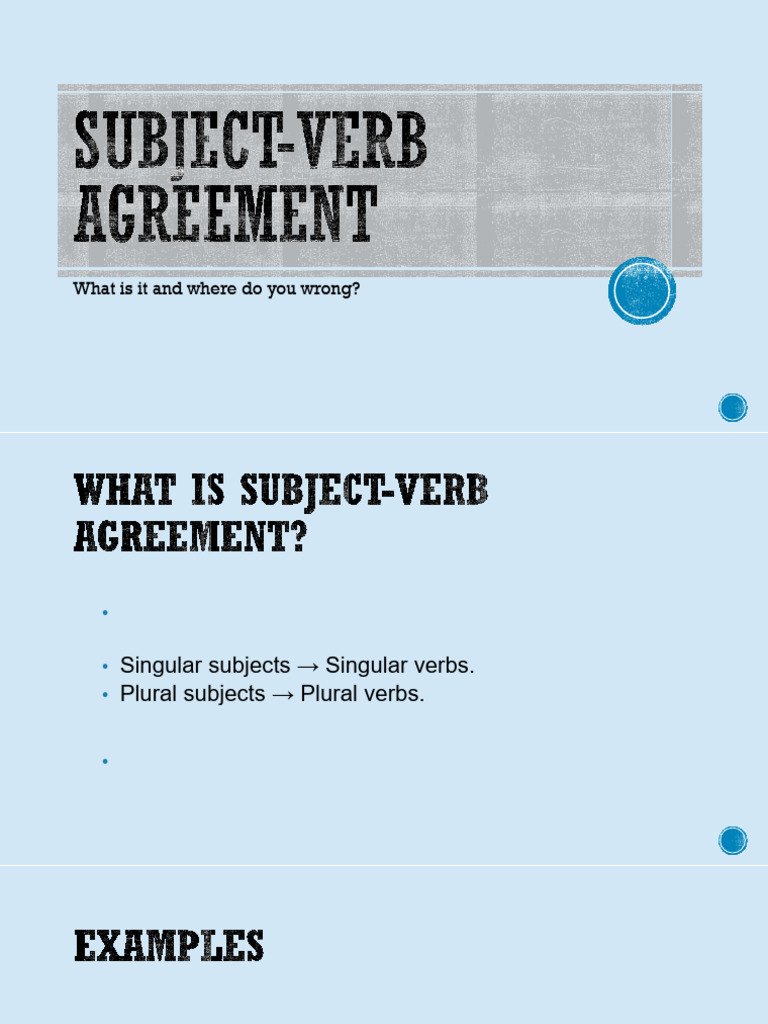 Subject Verb Agreement | PDF | Grammatical Number | Subject (Grammar)