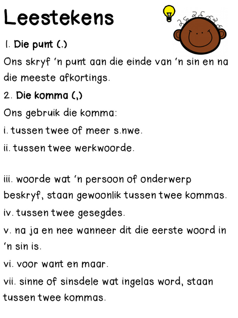 Afrikaans Leestekens | PDF