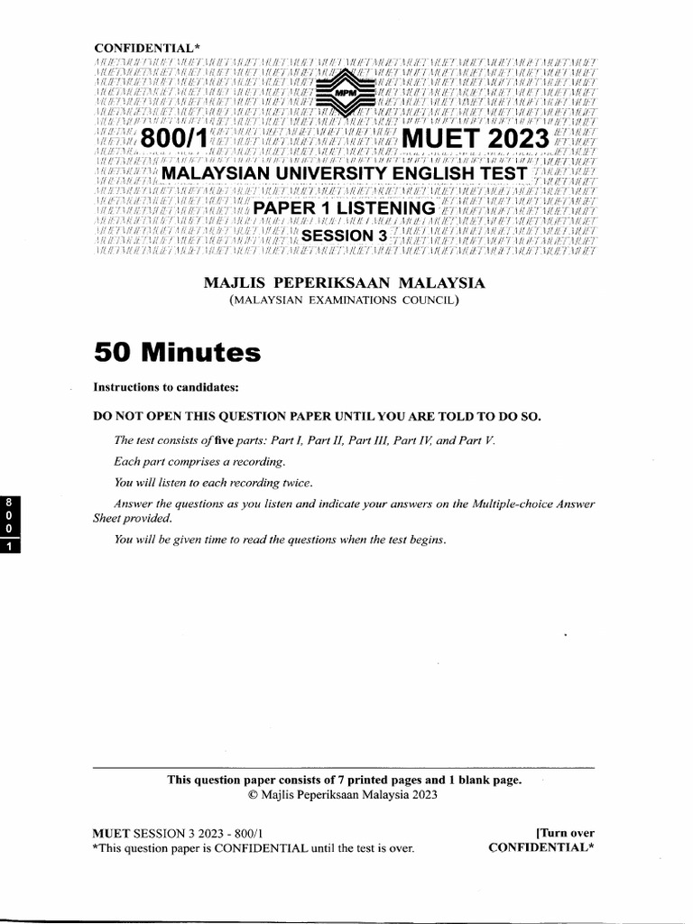 MUET Listening S3 2023 | PDF