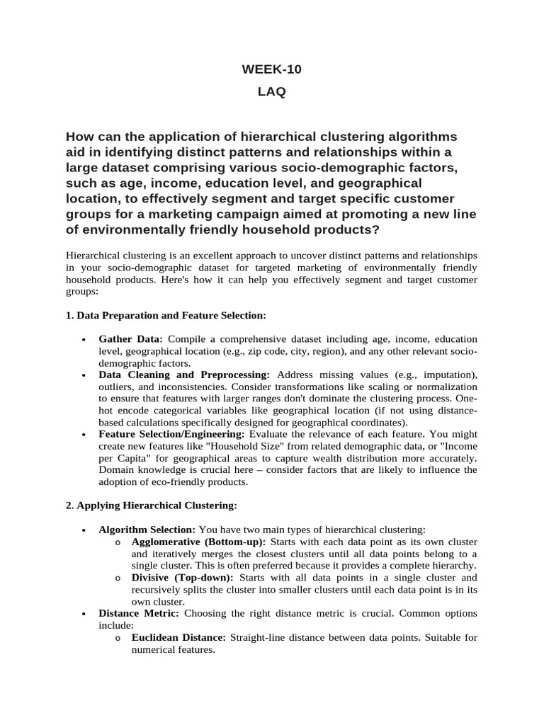 Marketing Analytics Week-10 LAQ | PDF | Cluster Analysis | Market Segmentation