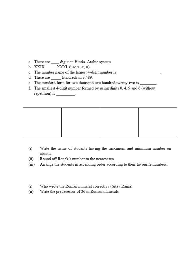 Ch-1 Large Numbers Class Test | PDF
