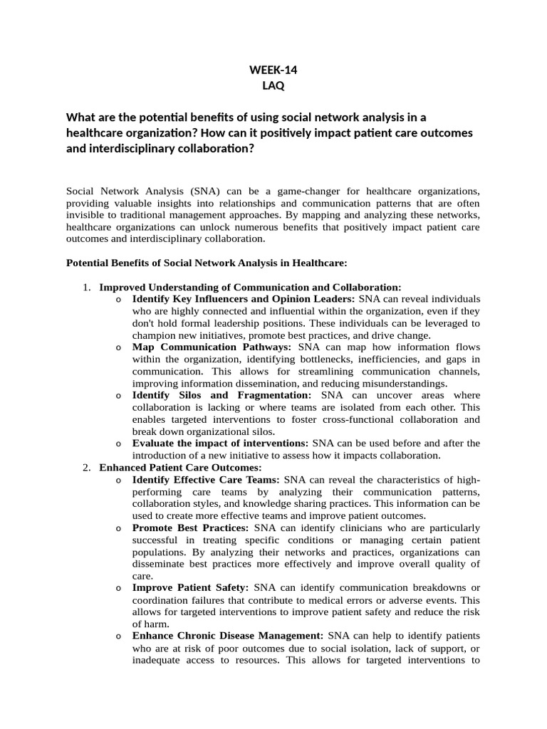 Marketing Analytics Week-14 LAQ | PDF | Patient Safety | Collaboration