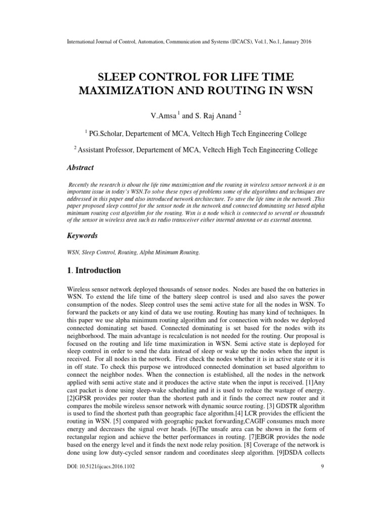 Sleep Control for WSN Lifetime Maximization | PDF | Routing | Wireless Sensor Network
