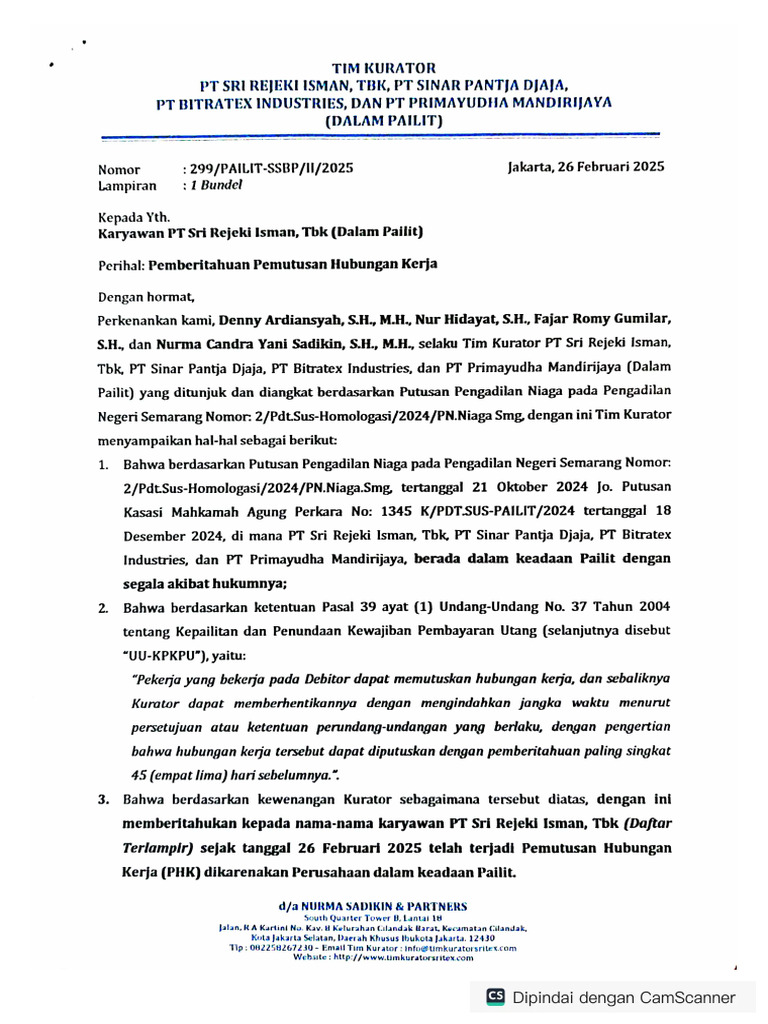 Surat Phk Perusahaan | PDF