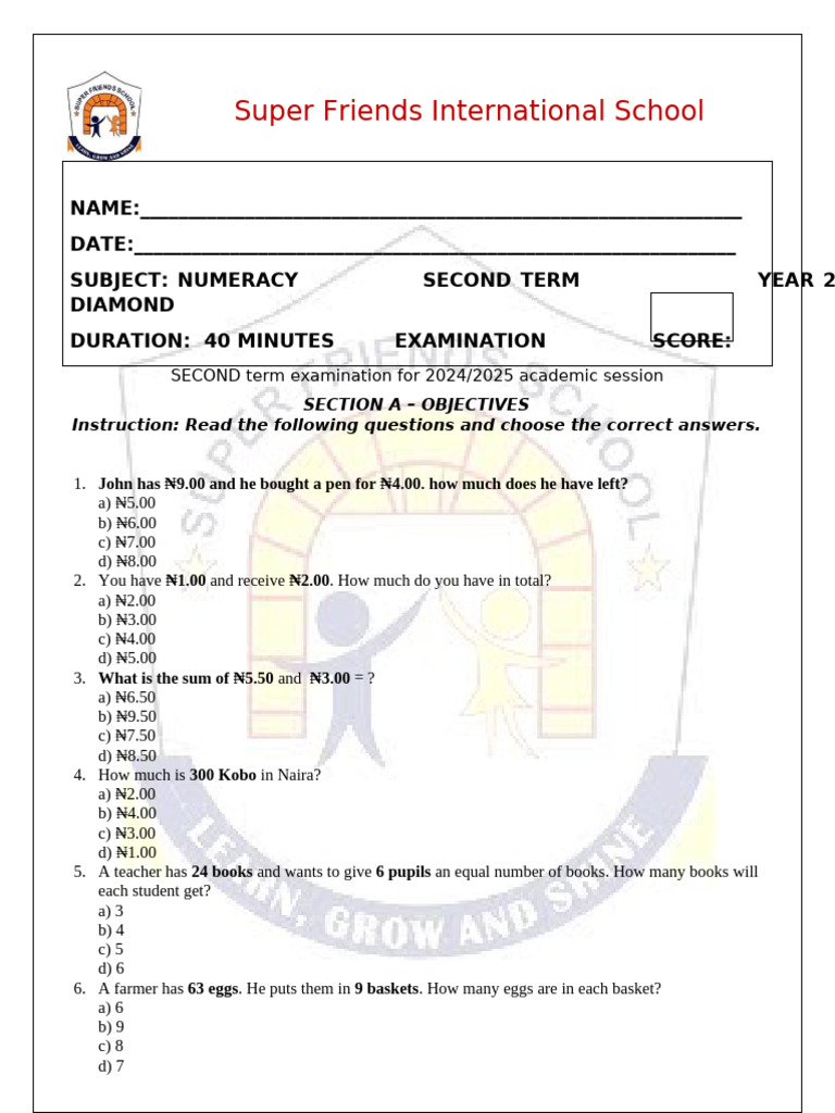 YEAR 2 EXAM QUESTIONS edit | PDF | Water | Jesus