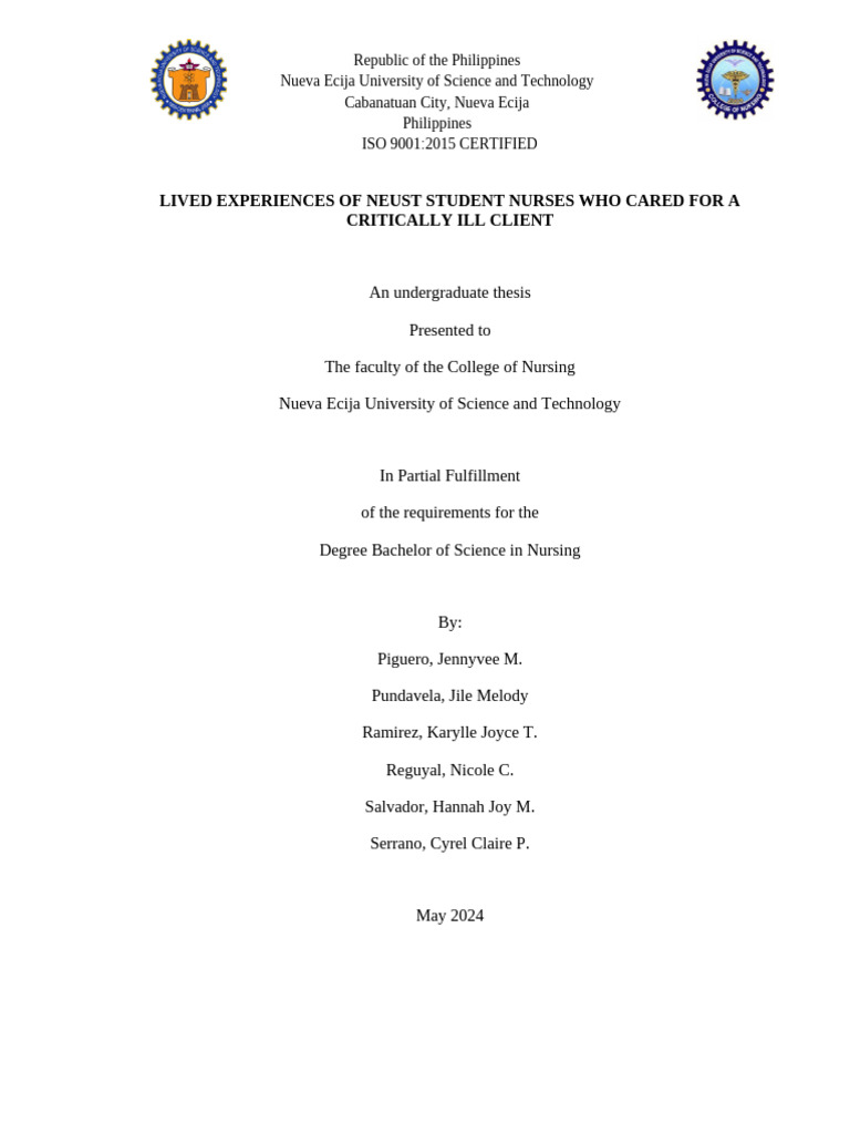 Old Version Lived Experiences of Neust Student Nurses Who Cared for a ...