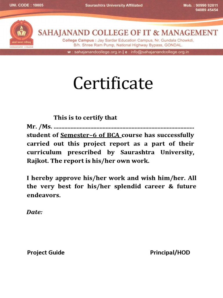 New Certificate BCA | PDF