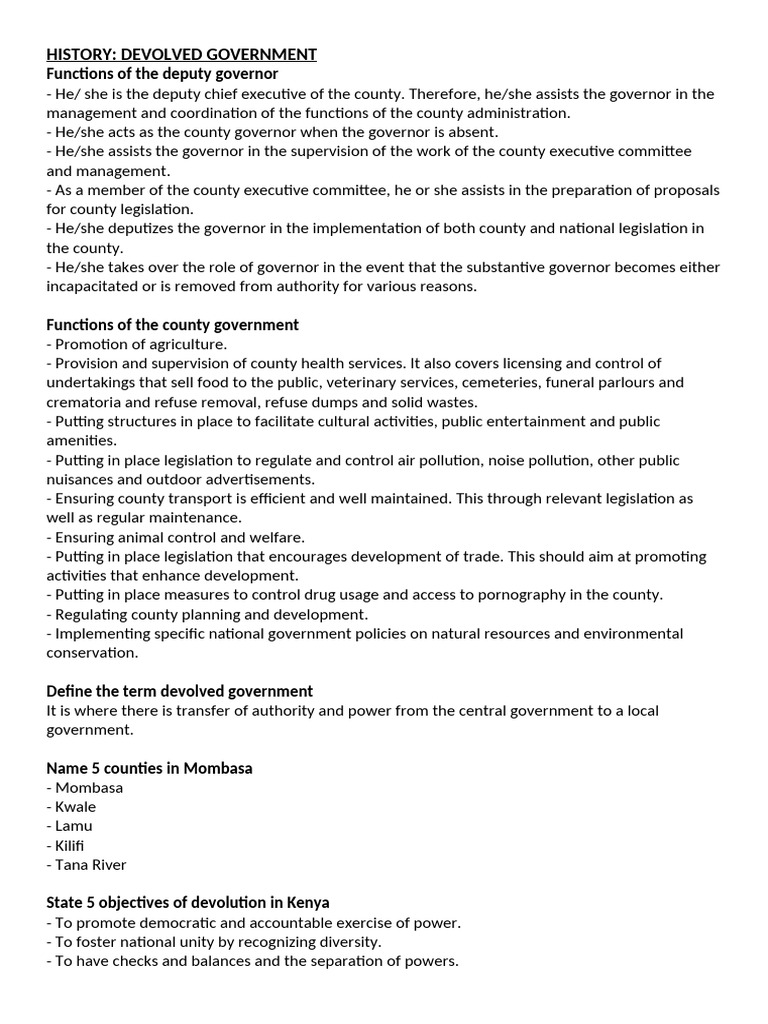 History - Devolved Government | PDF | Kenya | Pollution