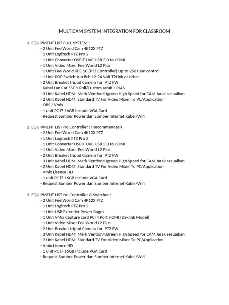 Multicam System Integration For Classroom | PDF