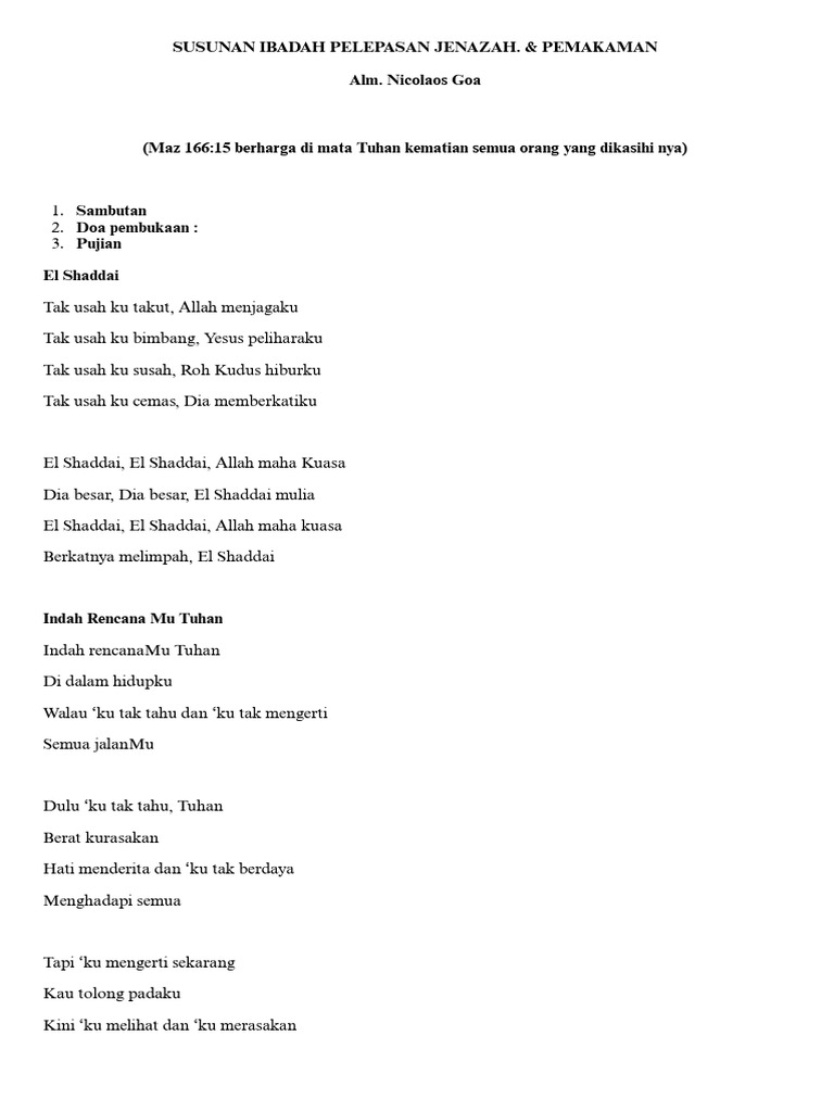 Susunan Ibadah Penghiburan.docx 20231022 121622 0000 | PDF