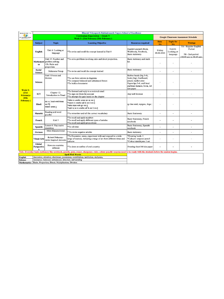 Feb Week 3 - Grade 5 | PDF