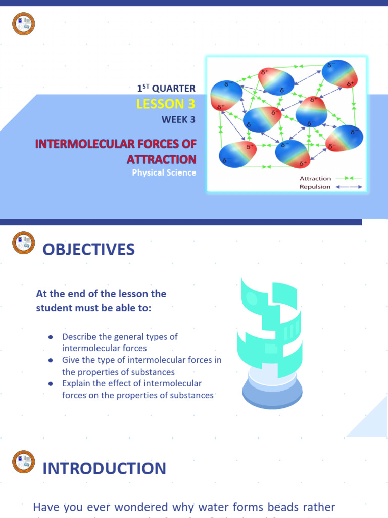 Lesson 3 Intermolecular Force of Attraction1 | PDF | Intermolecular ...