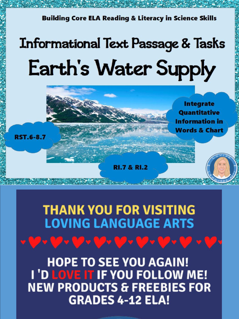 EarthsWaterSupplyInformationalTextReadingPassageELATasksFREE 1 | PDF ...