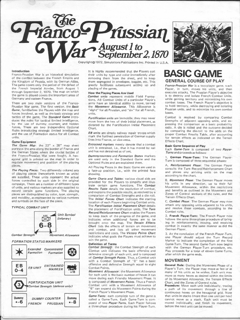 Franco Prussian War Spi 1972 | PDF