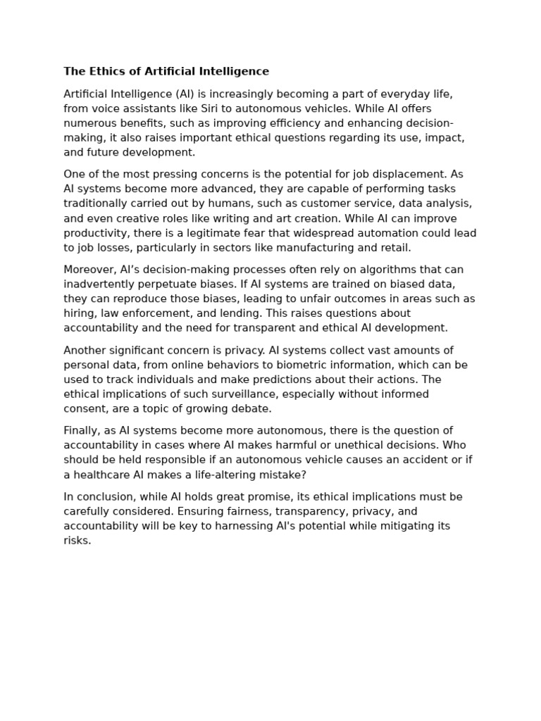 Ethical Challenges of Artificial Intelligence | PDF