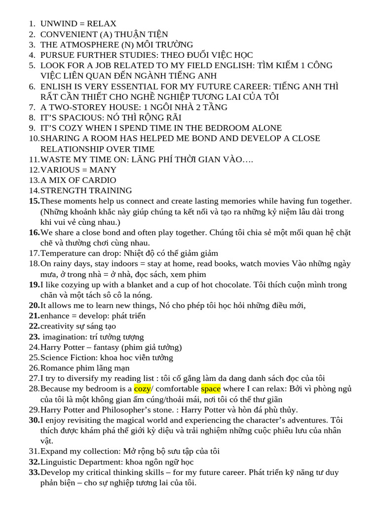A2 Speaking Vocabulary Anna | PDF