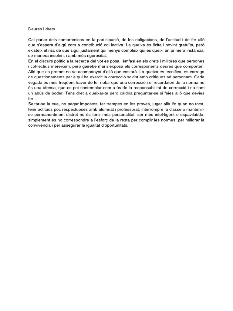 Deures I Drets | PDF