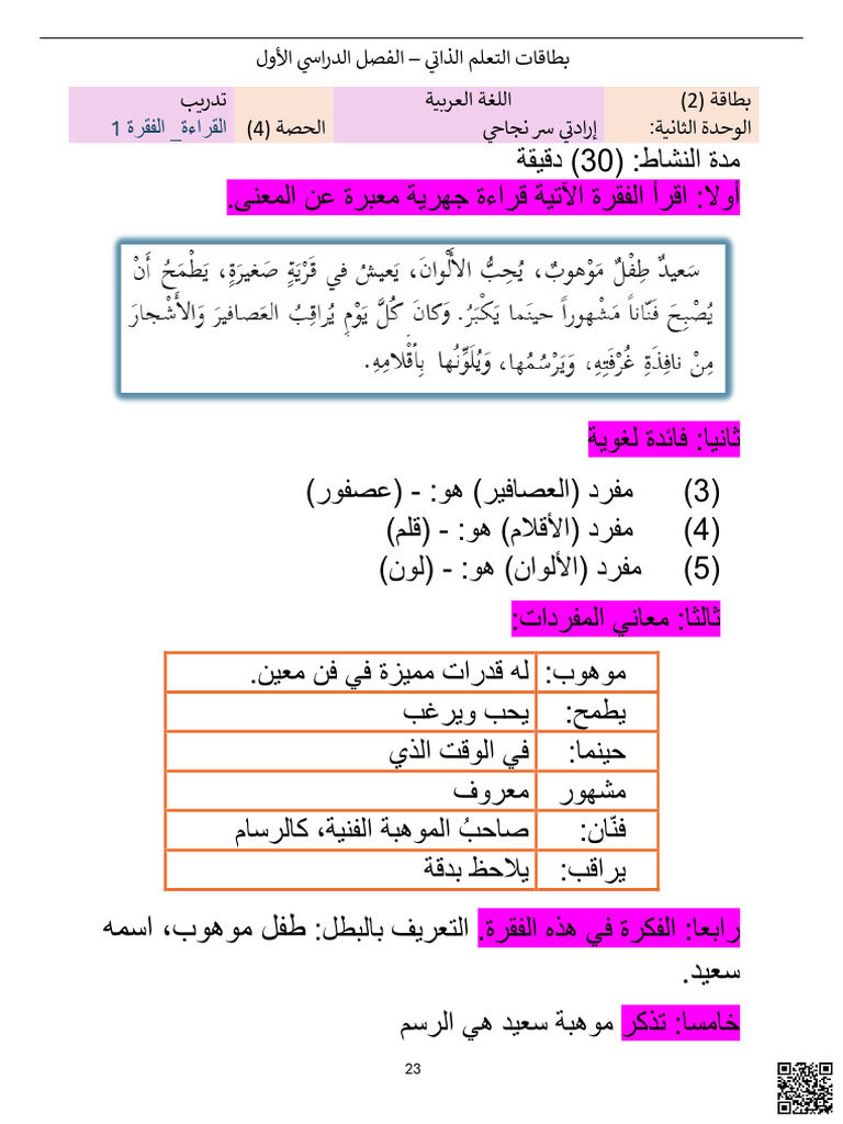 ARABIC G4 Part 1 Unit 2 | PDF