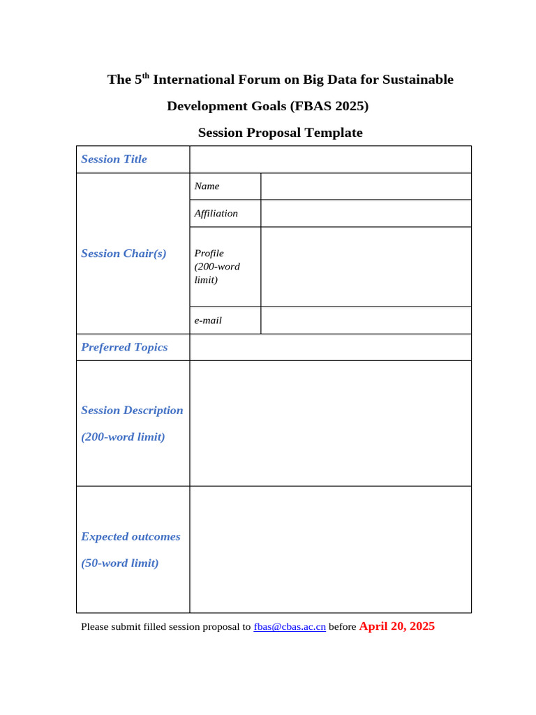 Session Proposal Template of FBAS 2025 | PDF