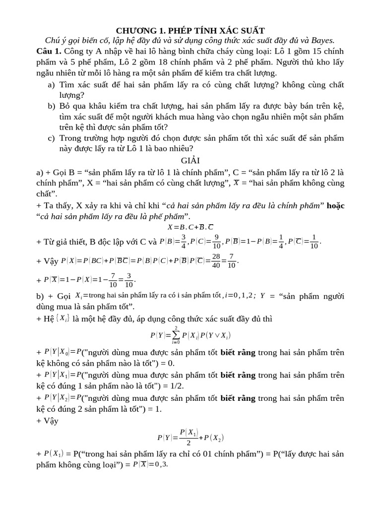 Bai Tap Chuong 1 | PDF