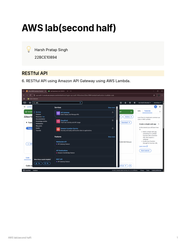 AWS Lab (Second Half) | PDF