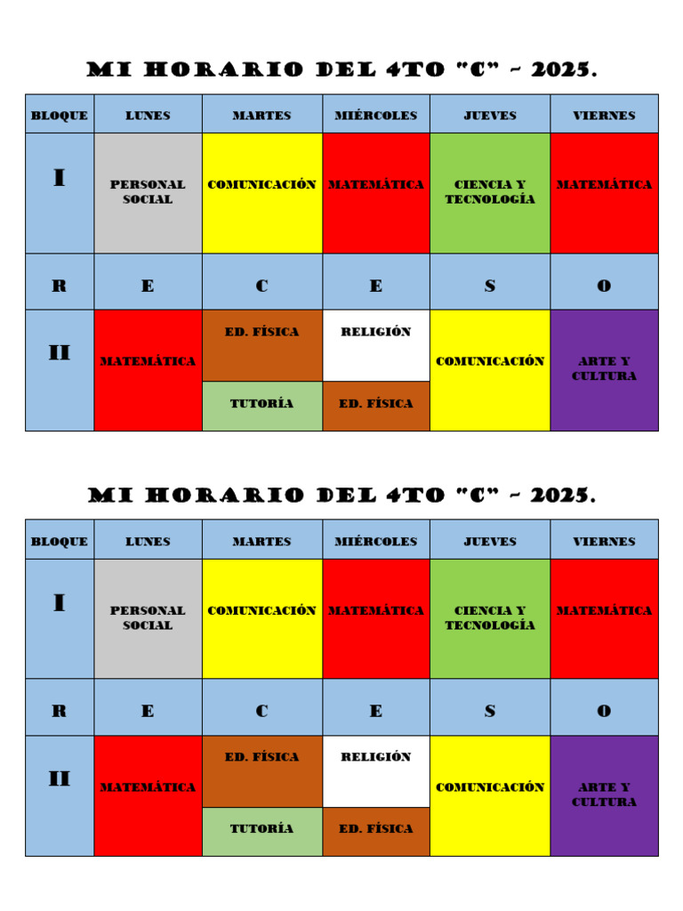 Mi Horario Del 4to | PDF