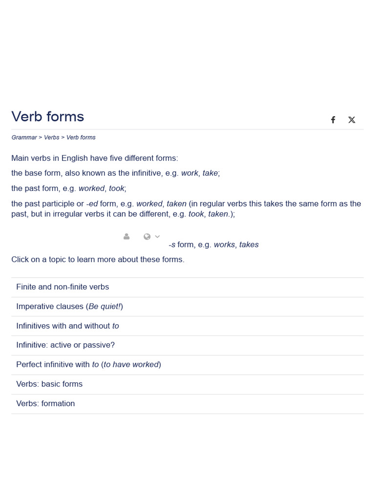 Verb Forms - Grammar - Cambridge Dictionary | PDF