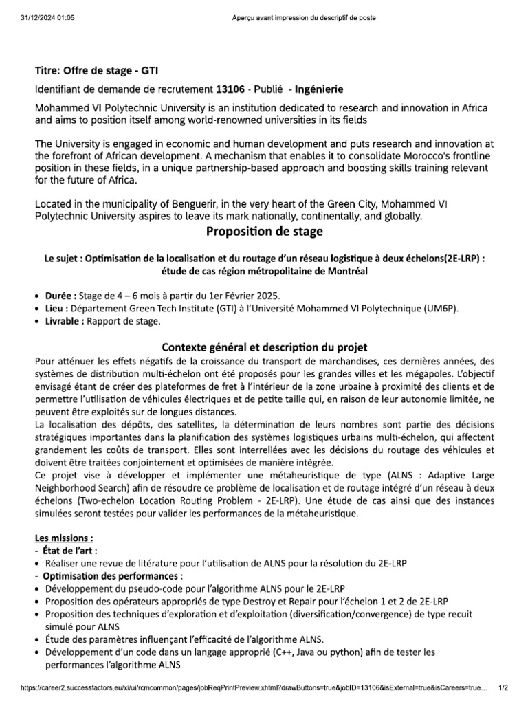 Offre de Stage Model | PDF