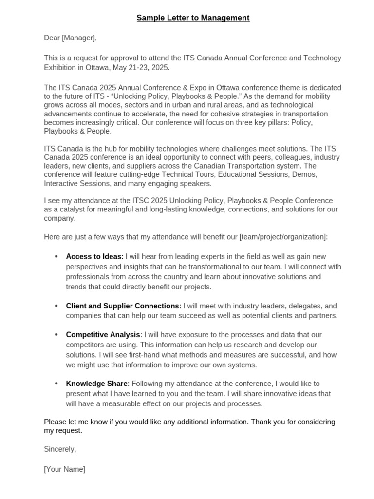 Sample Letter To Management | PDF