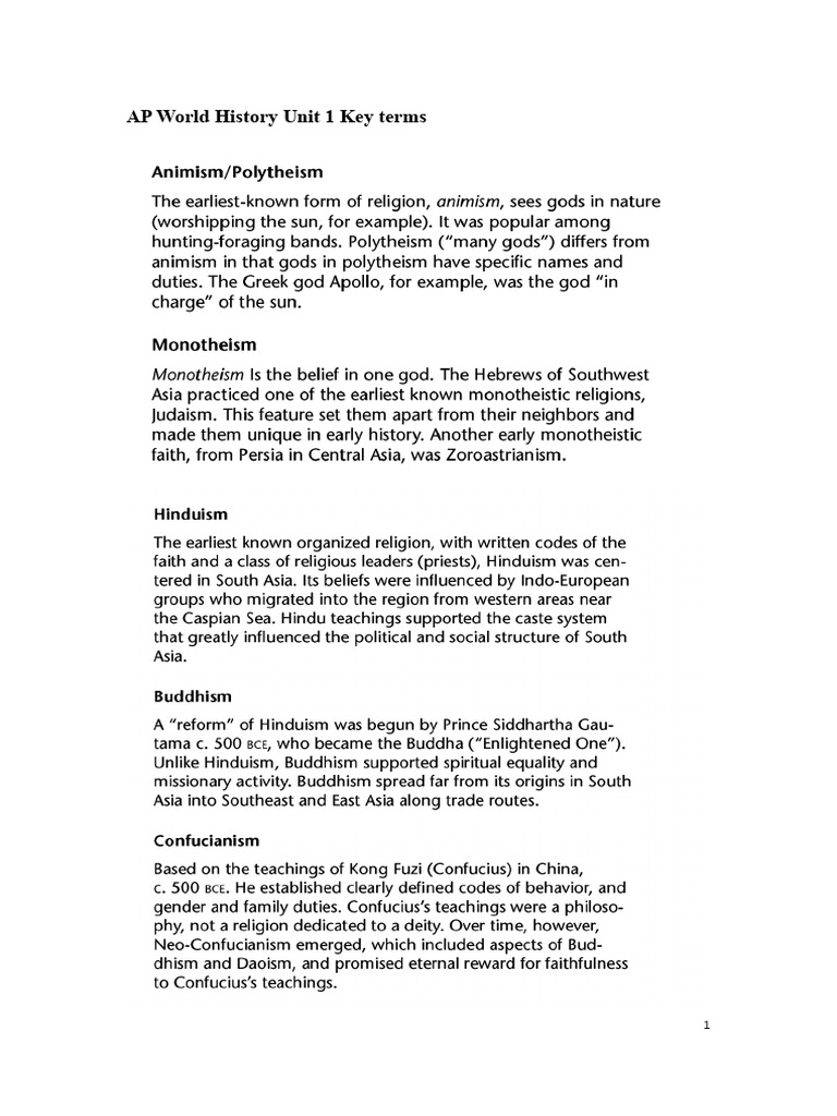 AP World History Unit 1 Key terms | PDF