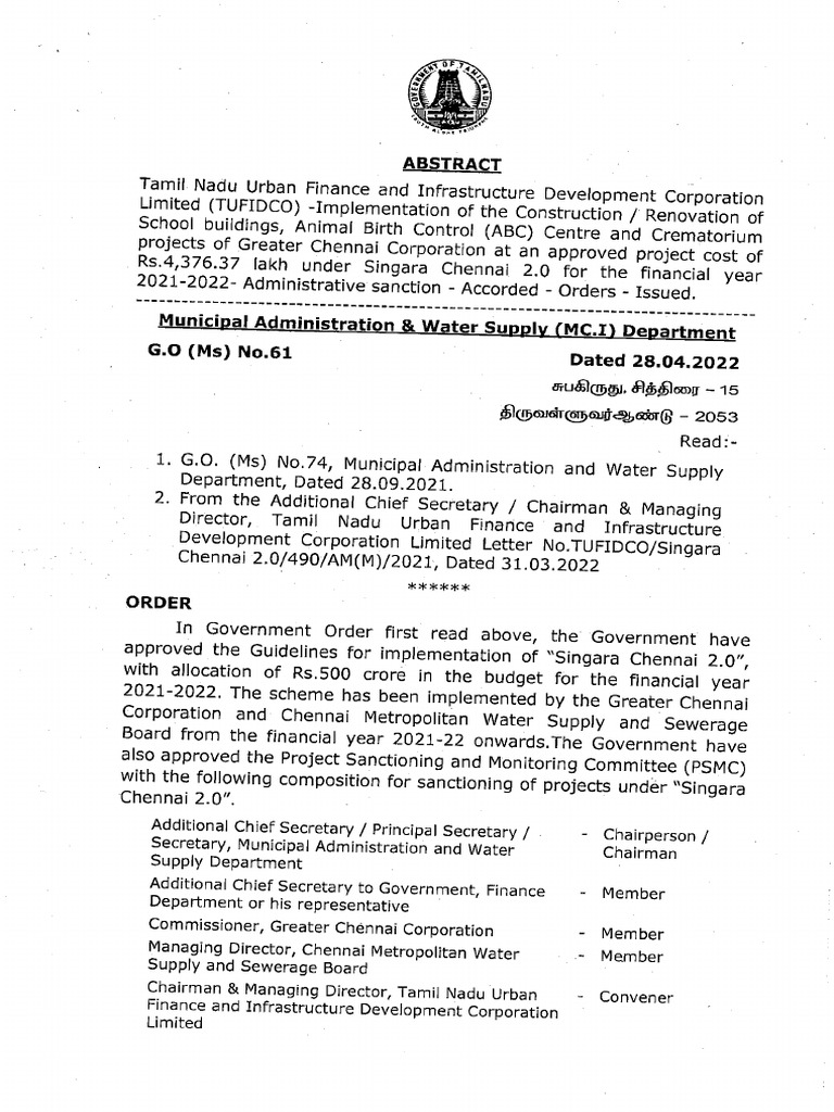 G.O_Ms_No.61-Dt.28.04.22-TUFIDCO_Rs.4.376.71_lakh | PDF