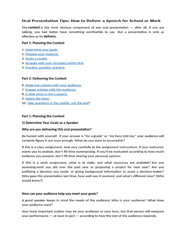 Oral Presentation Tips | PDF | Public Speaking