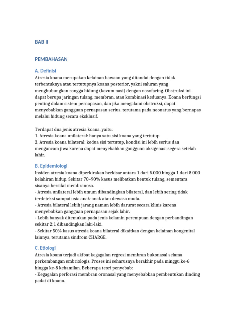 BAB II Dan III - Atresia Koana | PDF