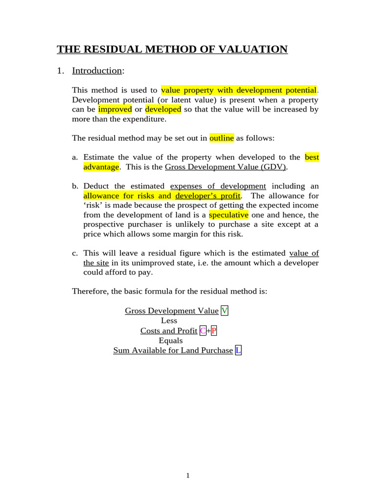 Lecture 3 Residual Method | PDF | Interest | Real Estate Appraisal