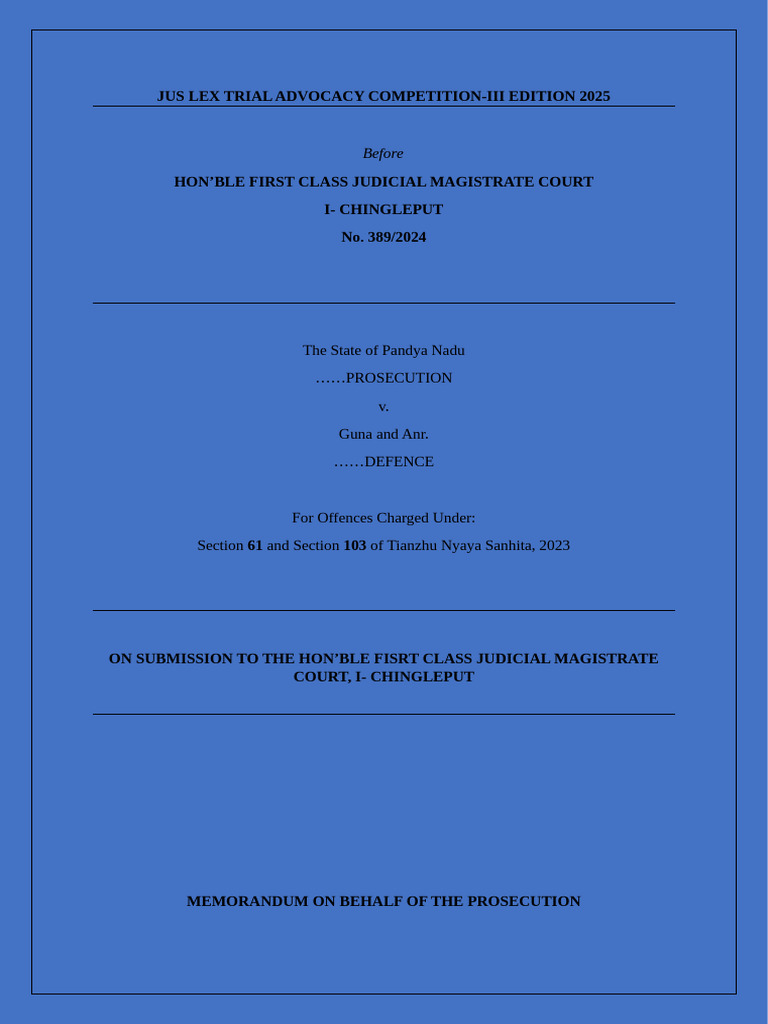 Mini Memorial Prosecution Side | PDF | Confession (Law ...