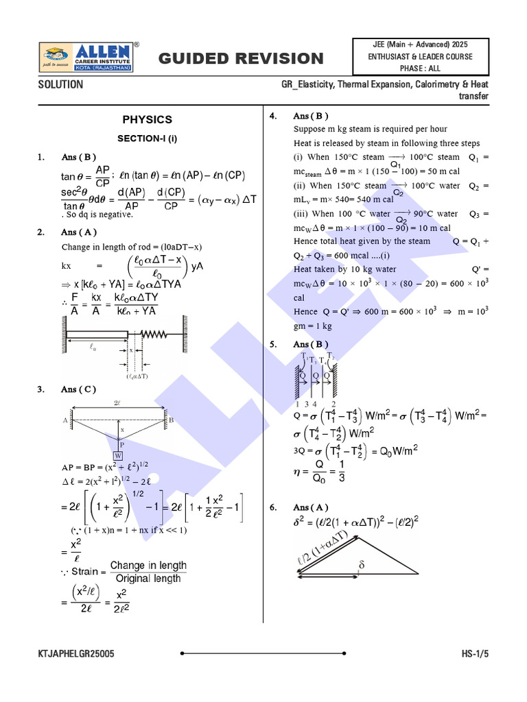 Allen GR Elasticity, Thermal Expansion, Calorimetry, Heat Transfer ...