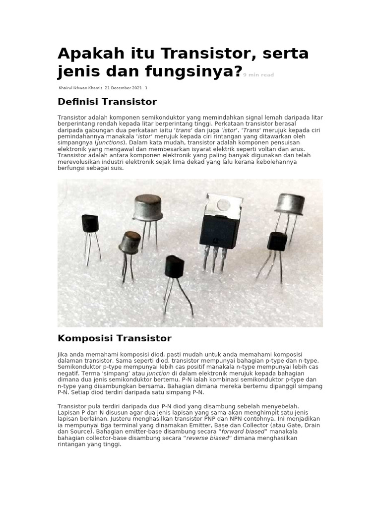 Apakah itu Transistor | PDF