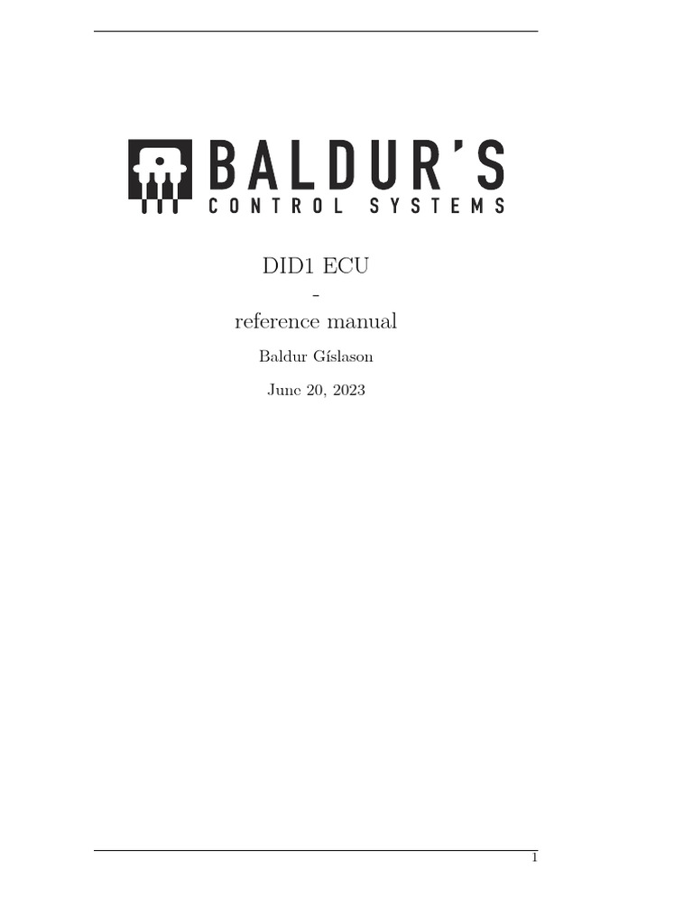 Did1 Ecu - Reference Manual: Baldur Gíslason June 20, 2023 | PDF ...