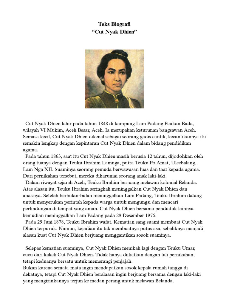Teks Biografi Cut Nyak Dhien - 20250421 - 222053 - 0000 | PDF