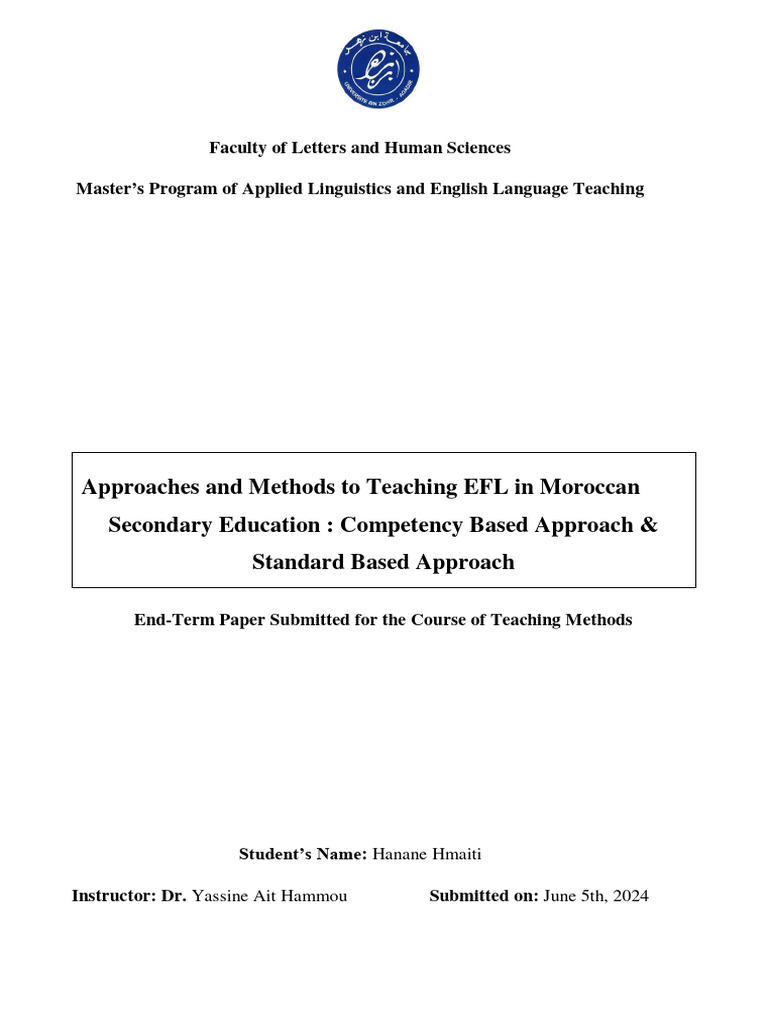 Approaches and Methods To Teaching EFL I | PDF | Educational Assessment ...