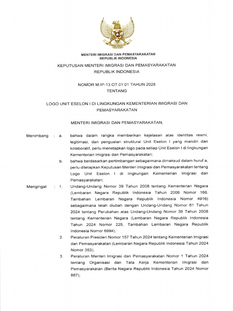 Keputusan Menteri Imigrasi Dan Pemasyarakatan Tentang Logo Unit Eselon ...