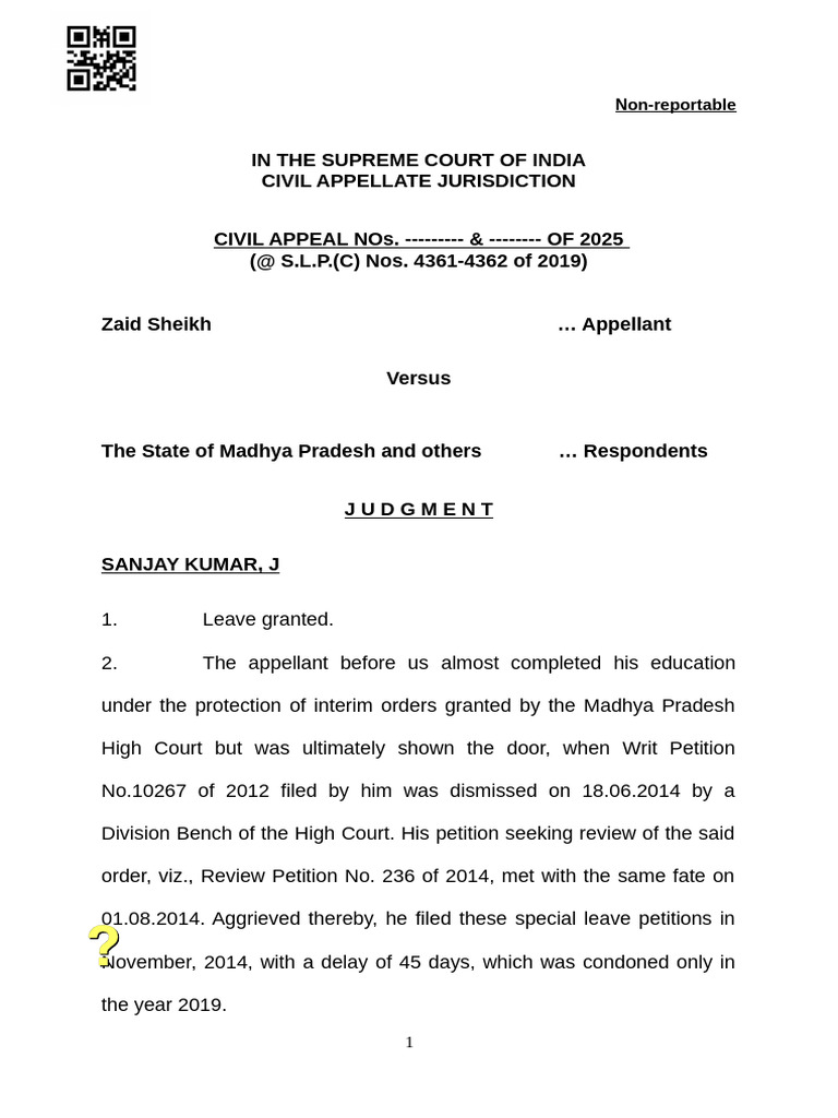 2025 INSC 353 Zaid Sheikh Vs State of Madhya Pradesh Actus Curiae Neminem Gravabit | PDF ...