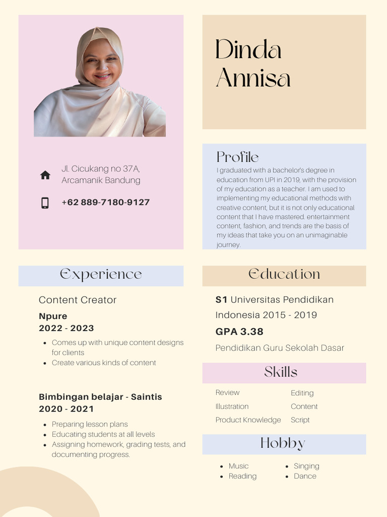CV Dinda Annisa - Content Creator | PDF