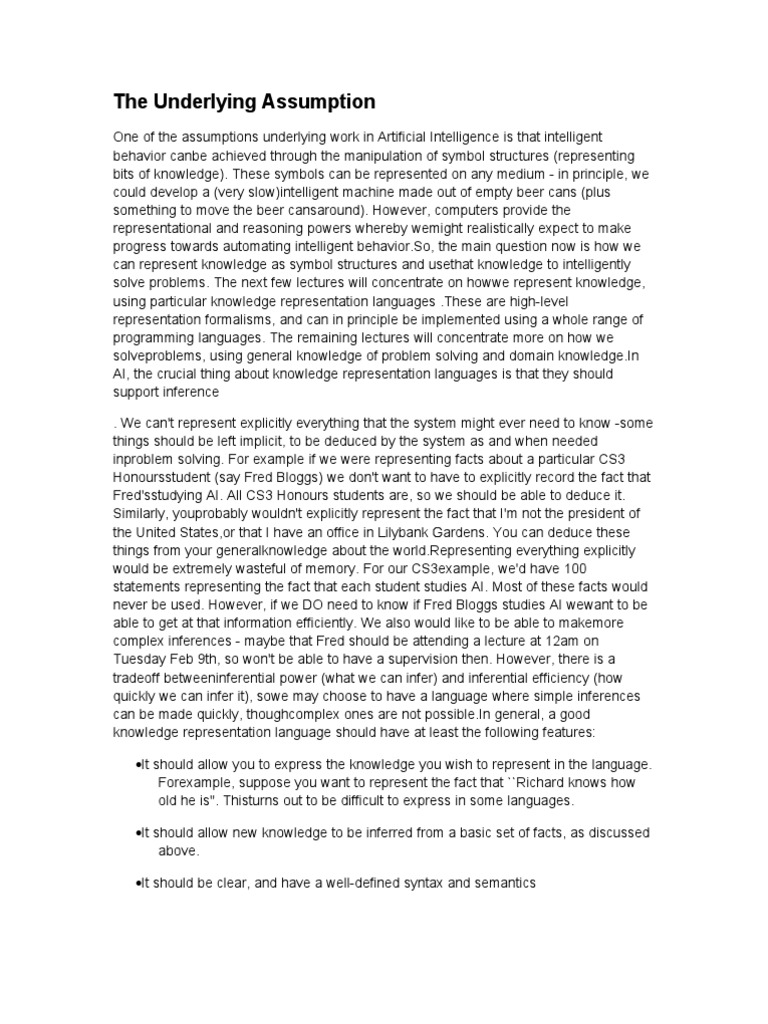 Underlying Assumption | PDF | Knowledge Representation And Reasoning ...