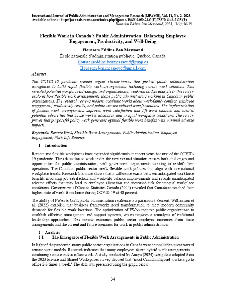 Flexible Work in Canada's Public Administration-Balancing Employee ...