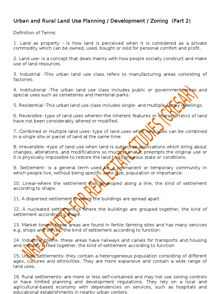 Urban and Rural Land Use Planning Part 2 (CRESAR) | PDF | Zoning | Land Use