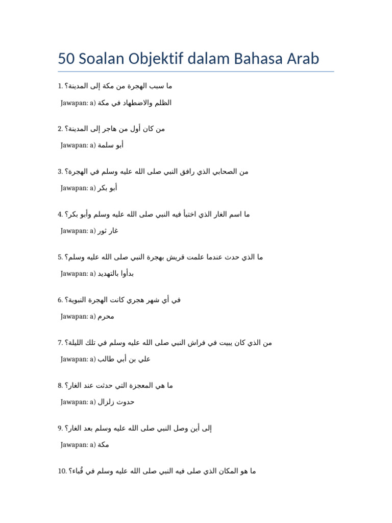 Soalan Arab Hijrah | PDF