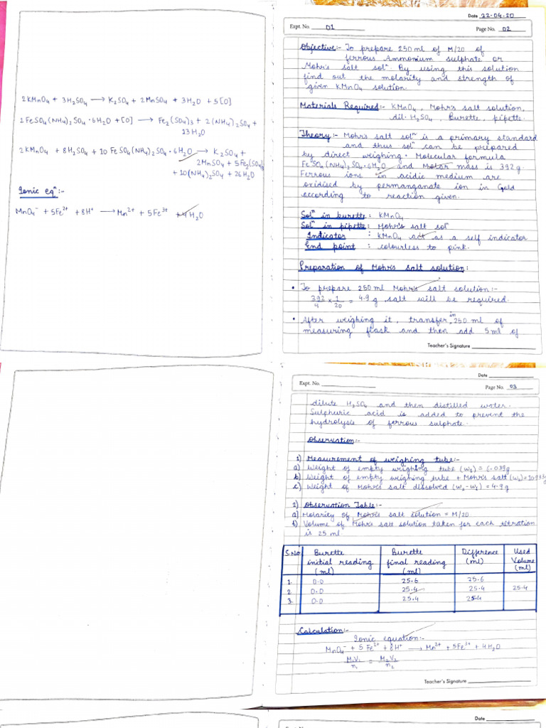 12th Titrations Exp 1 and Exp 2 | PDF